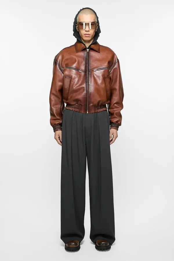 Acne Studios ブラウンレザーライダースジャケット　46 Acne Studios - Shearling biker jacket - Rust brown